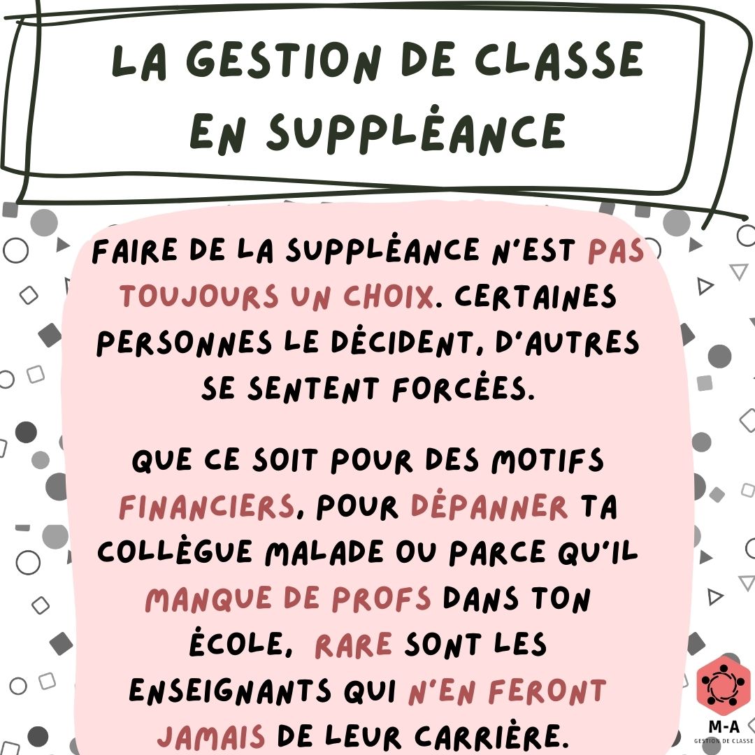 La gestion de classe en suppléance - M-A Gestion de classe