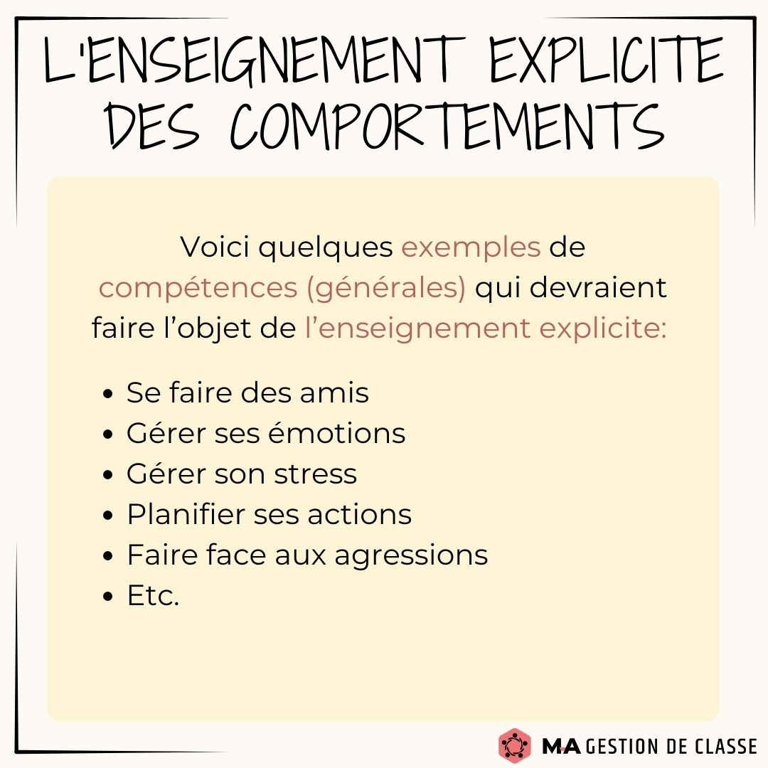 L'enseignement explicite des comportements - M-A Gestion de classe